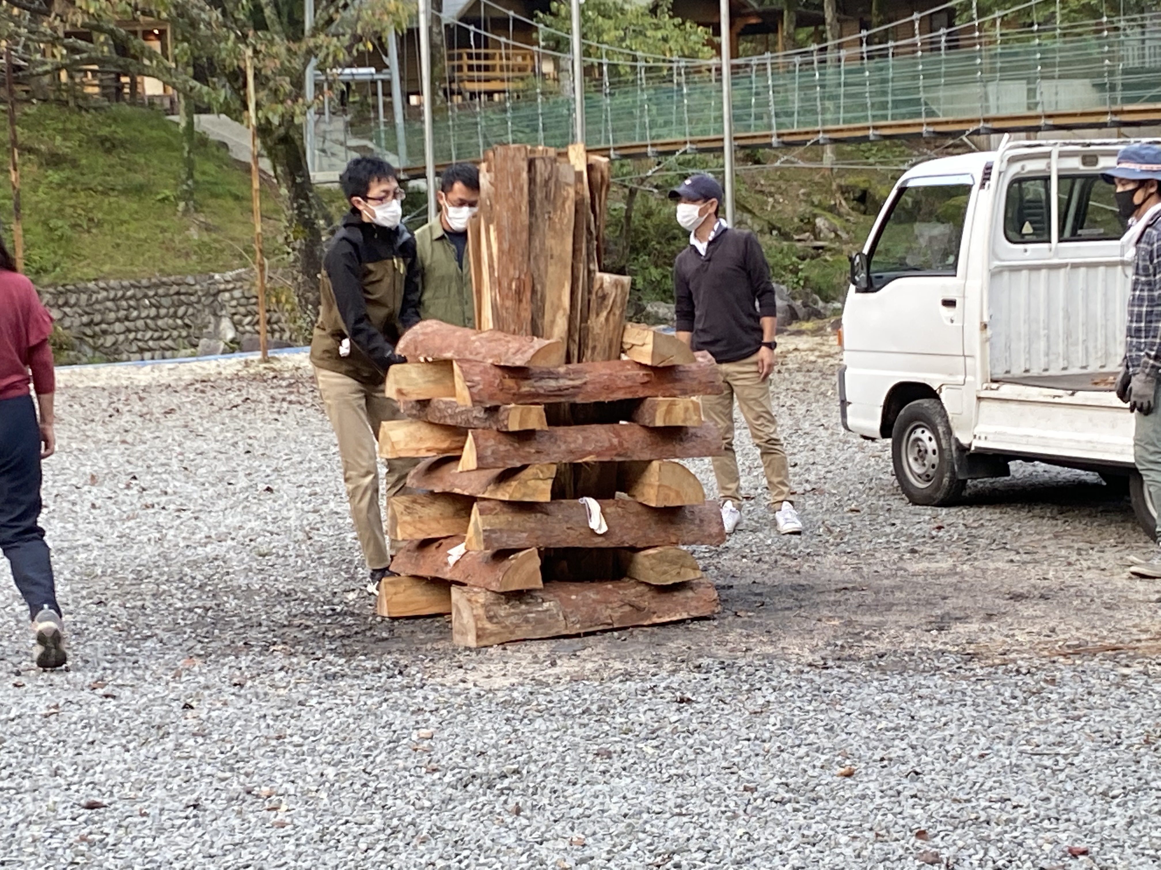 キャンプファイヤー準備5年付知林間学校